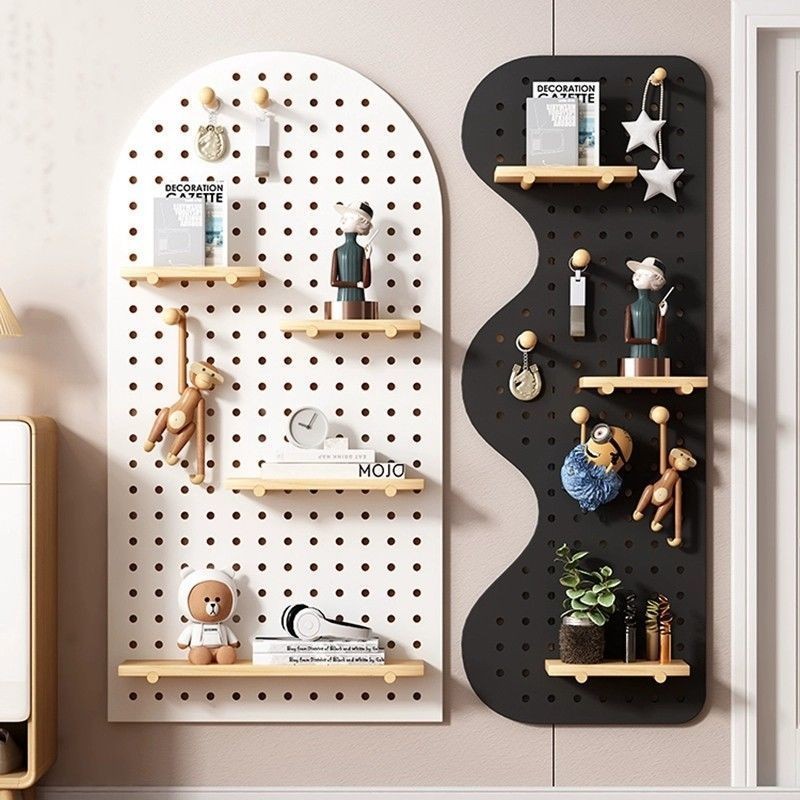 Solid Wood Hole Board Wall Shelf Wall Hanging Board Entry Partition ...