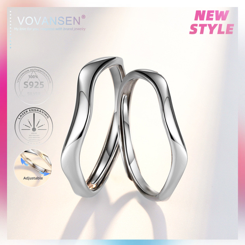 2501-21 VOVANSEN 2025 New model 100% s925 silver cincin couple rings diamond custom laser ...