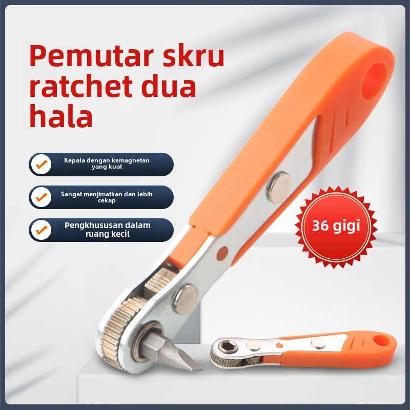 Pemegang sepana ratchet kepala pemutar skru mini dua arah 36-gigi ...
