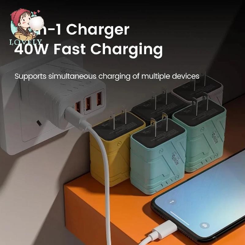 USB Wall Charger Block 40W Mobile Phone Charger Multiport 4 Port ...