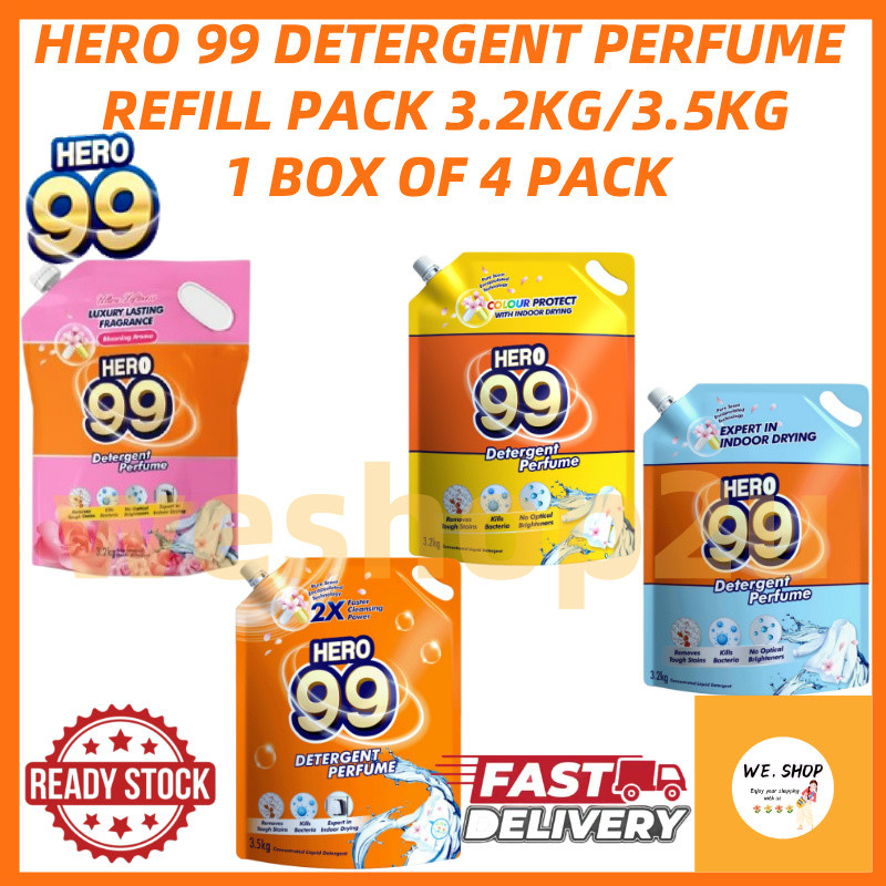 READY STOCK HERO 99 DETERGENT PERFUME REFILL PACK 3.2KG/3.5KG 1 Box Of ...