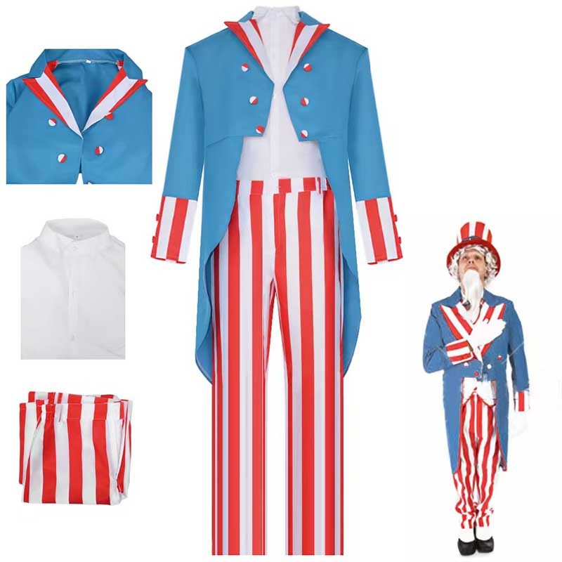 Movie Uncle Sam Cosplay Adult Costume Men's Shit Jacket Pants with Hat ...