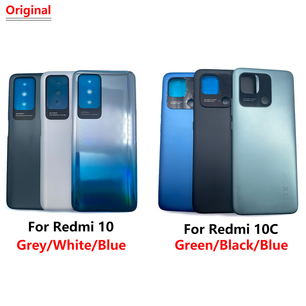 Original For Redmi 10 10C Back Battery Glass Cover Rear Door Housing ...