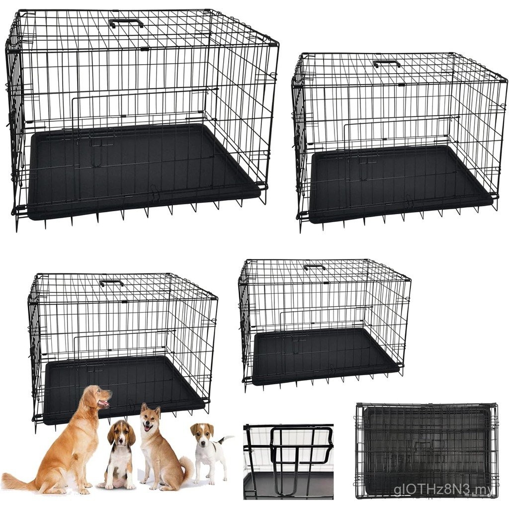 Small/Medium Dog Cages Puppy Dog Crate Small 24 inch Black Folding 2 ...