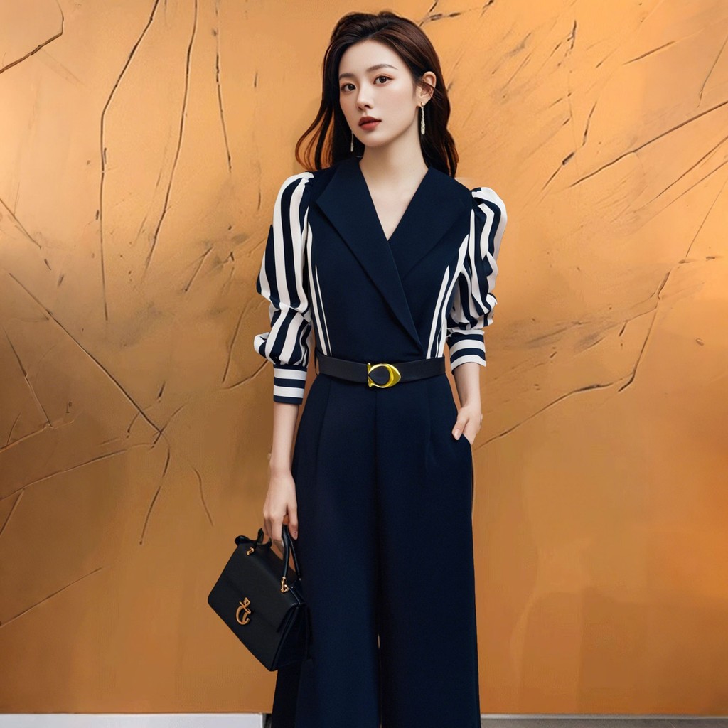 A [Free Belt] 2025 Spring New Style Commuter Striped Stitching High ...