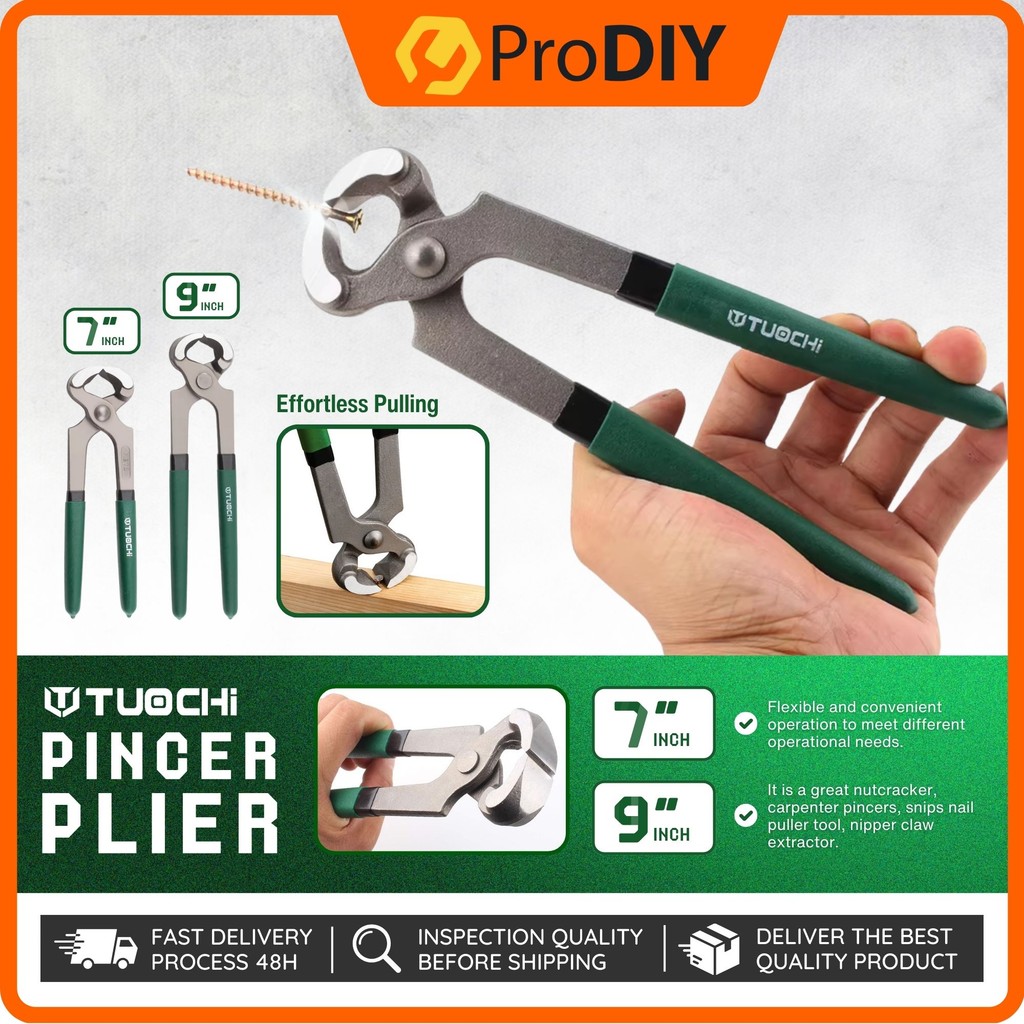 TUOCHI 7 inch 9 inch Pincer Plier Cutter Carpenter Plier Nail Puller ...