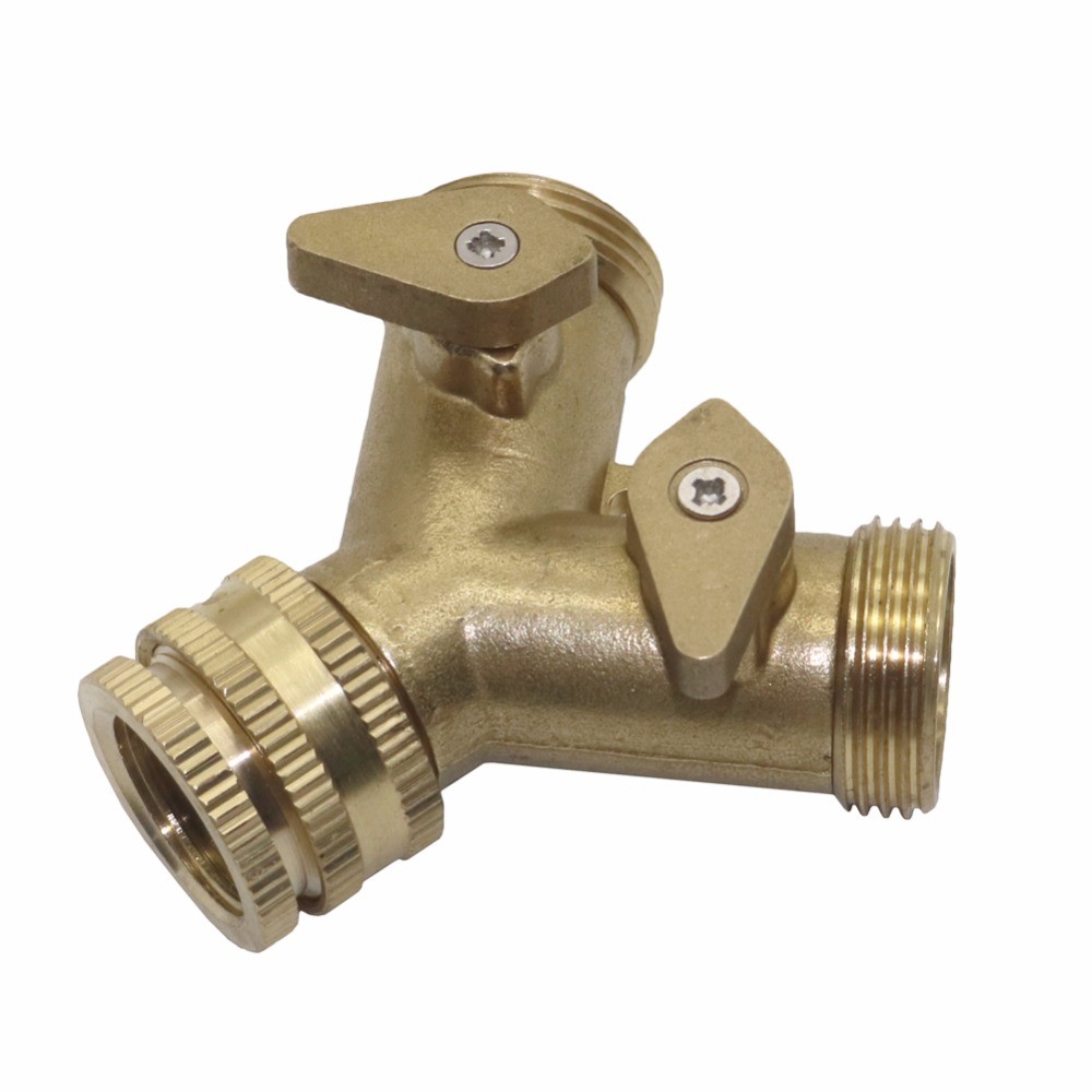 Brass Hose Pipe Splitter 2 Way Quick Connectors Y Shape Garden Tap ...