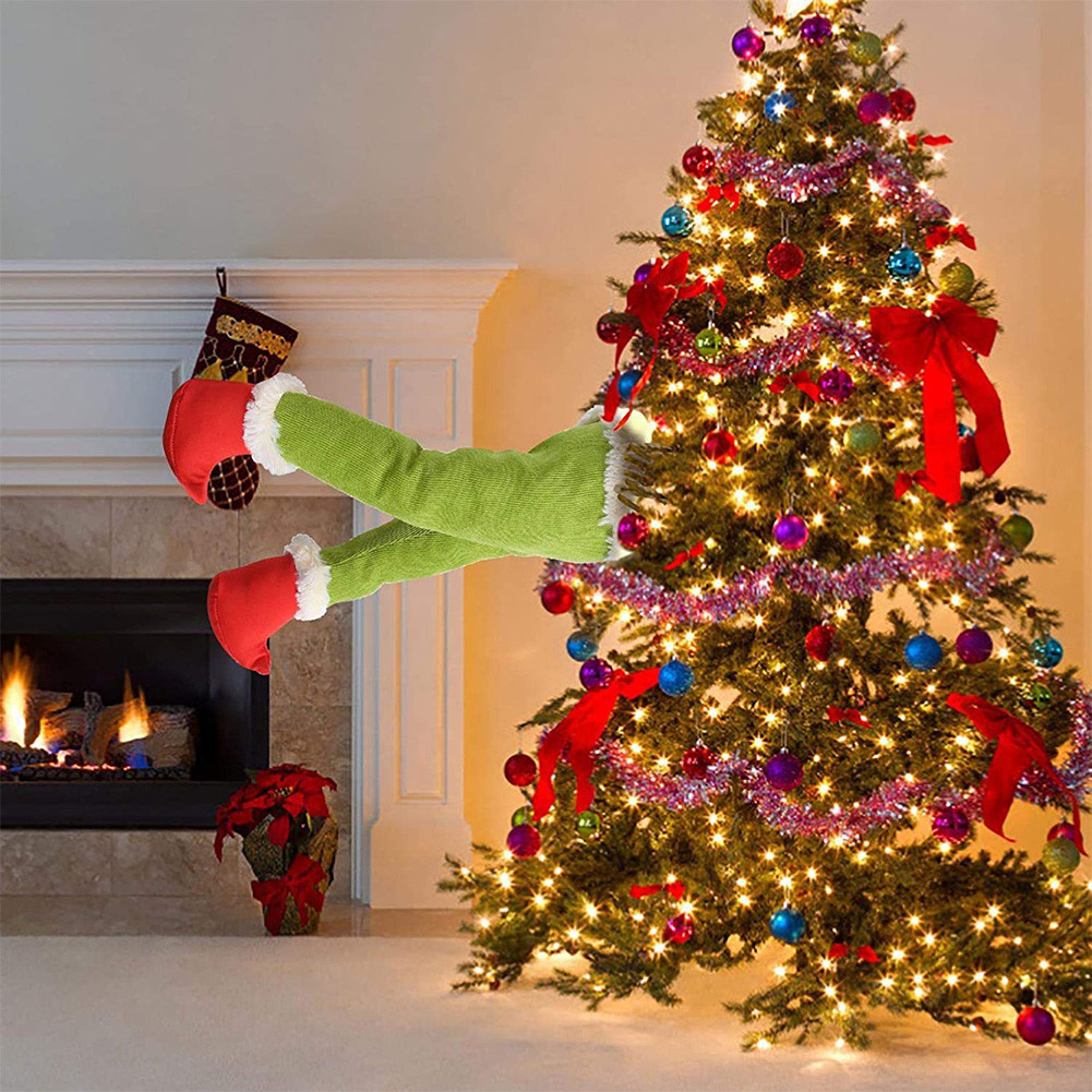 Santa/Christmas Elf Legs Christmas Tree Topper Xmas Holiday Decoration ...