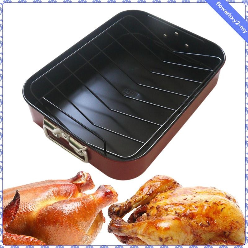 [FlowerhxyaeMY] Chicken Roaster Oven Roaster Tray Heavy Duty with V ...
