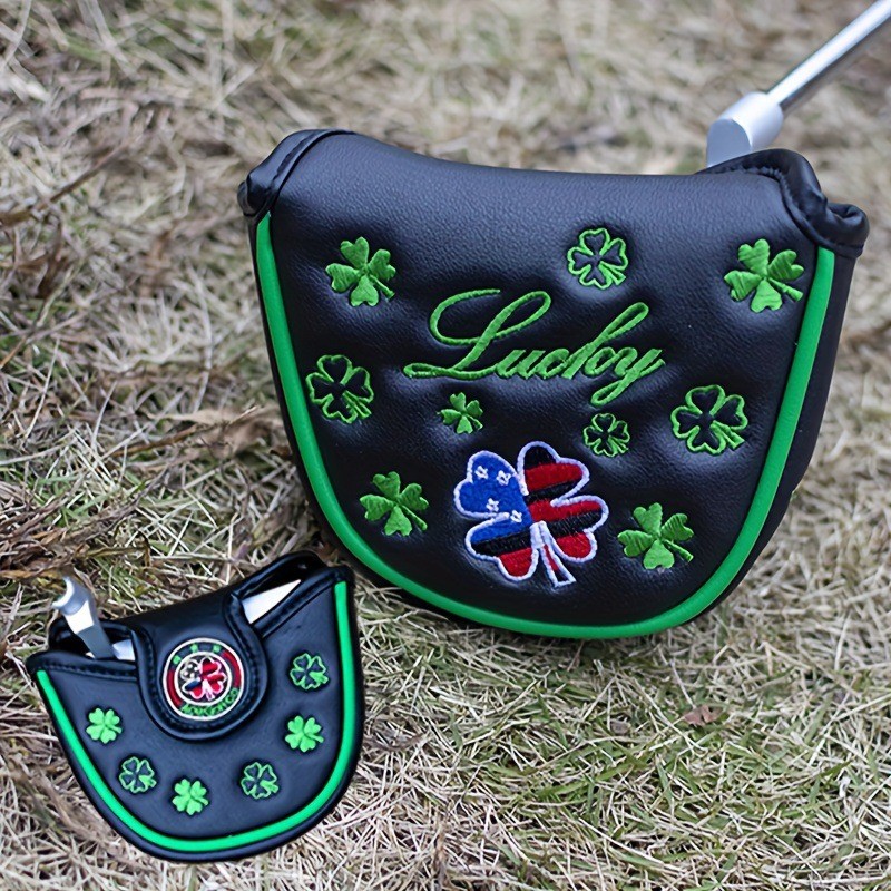 Golf Club Head Protective Cover Four-Leaf Clover GOLF Flat Straight ...