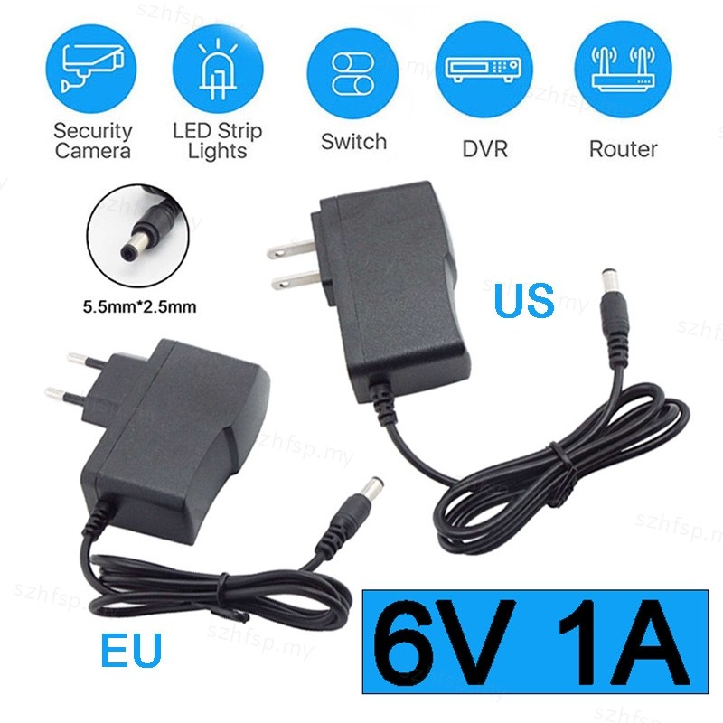 CCTV Router Power Supply Adapter AC 100V-240V DC 6V 1A 1000ma Converter ...