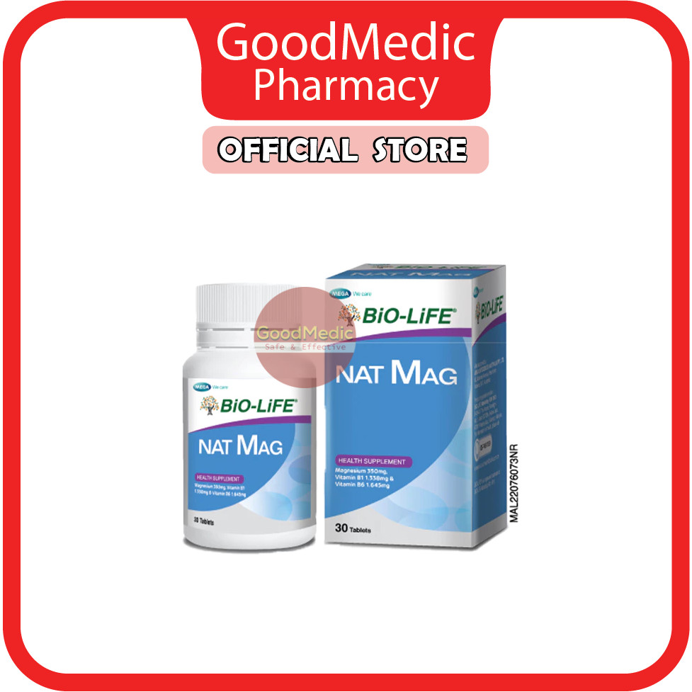 Bio-Life Nat Mag (30 tabs/2x30 tabs -Exp02/26) - (Magnesium, Vitamin B1 ...