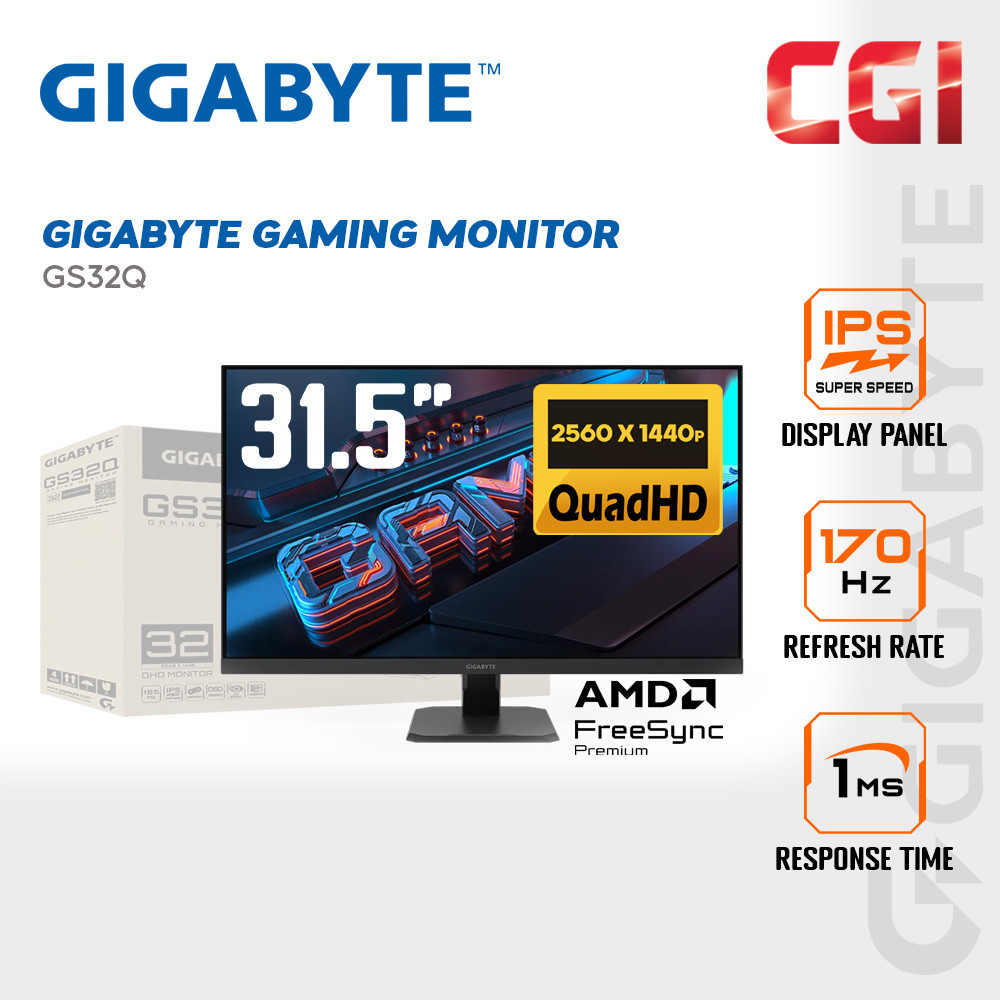 Gigabyte 31.5" GS32Q Superspeed IPS QHD Freesync Premium Adaptive Sync ...