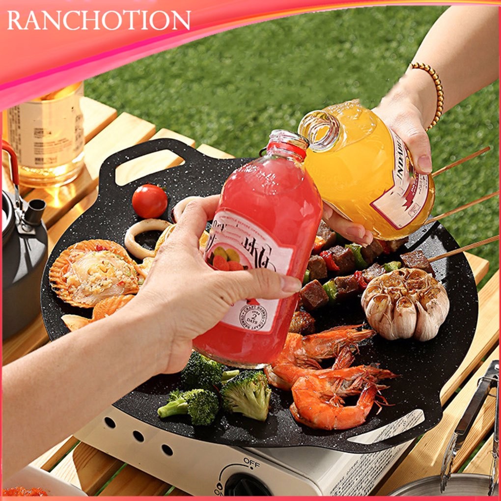 Round Grill BBQ Wok Frying Pan Lightweight Griddle Non-stick Cooker ...