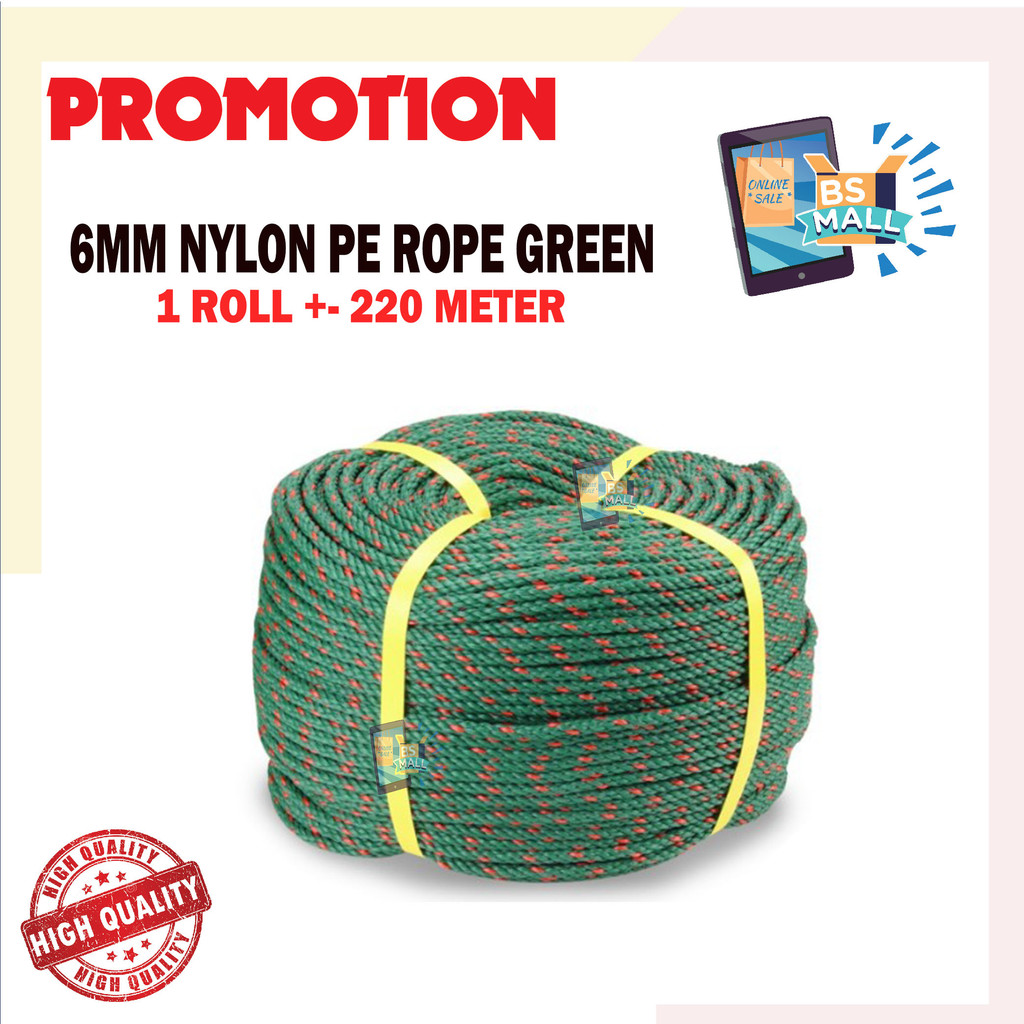 6mm x 220 Meter PE Nylon Green Polyethylene Rope (Thailand) / Tali ...