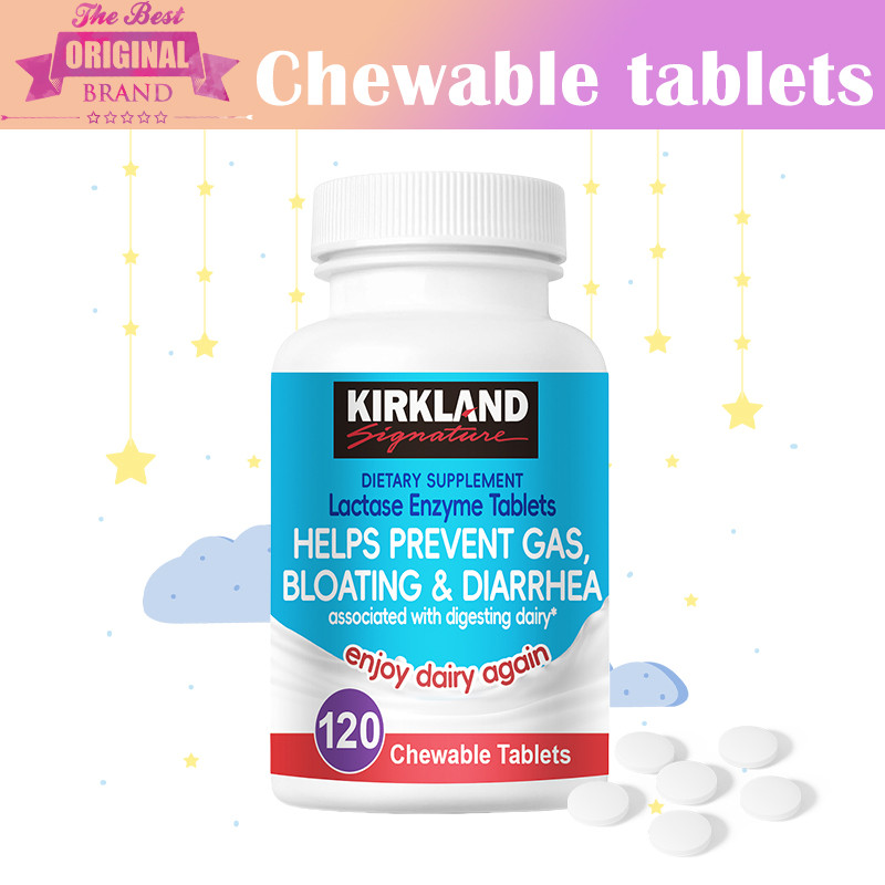 KIRKLAND Lactase Enzyme Chewable Tablets for Prevents Gas, Diarrhea ...