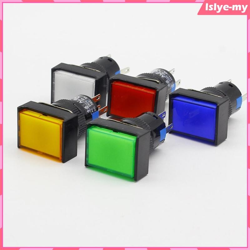 [LslyeMY] 16mm Square Momentary Self Push Button Switch DC 24V LED Lamp ...