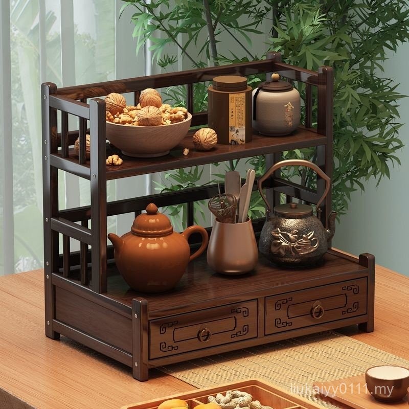 Desktop Bogu Rack Tea Table Countertop Tea Set Storage Teapot Storage ...