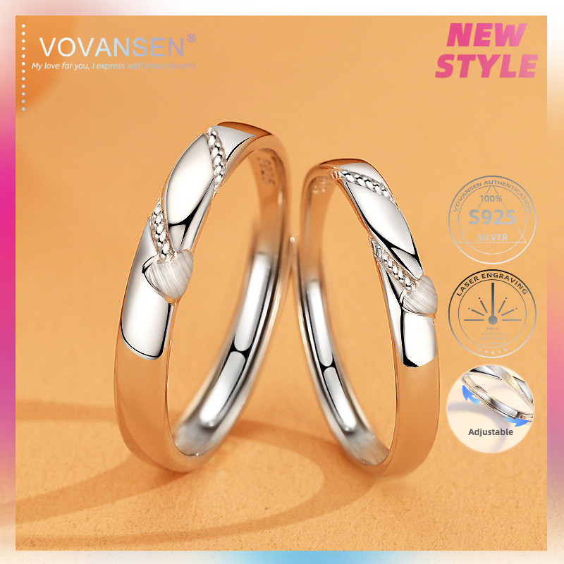 2501-26 VOVANSEN 2025 New model 100% s925 silver cincin couple rings diamond custom laser ...
