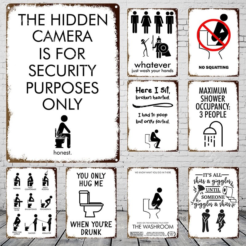 Metal Tin Toilet Safety Sign Public Warning Sign for Bar Restroom ...