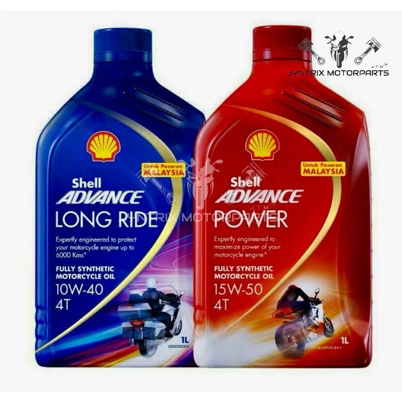 100% ORIGINAL SHELL ADVANCE FULLY SYNTHETIC 4T LONG RIDE 10W40/ POWER ...