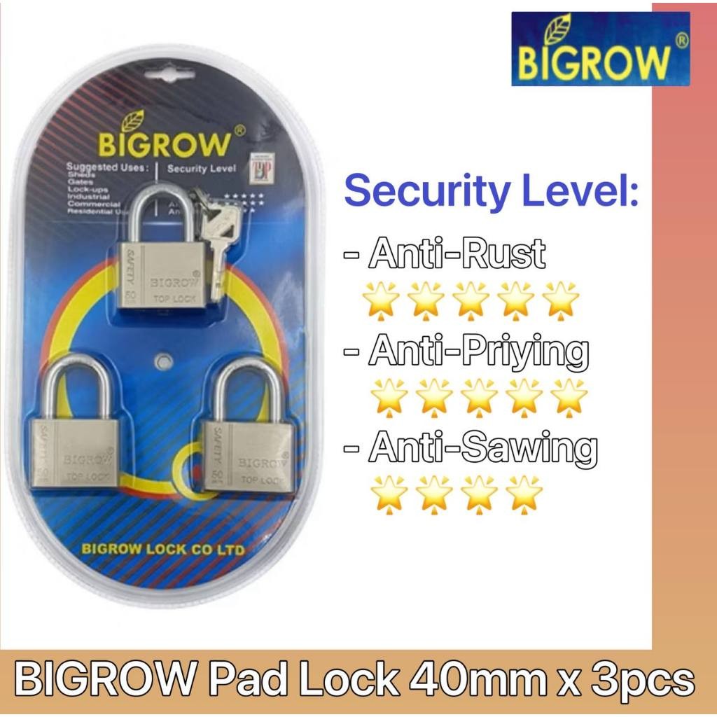 BIGROW Safety Pad Lock Wise Security Lock 40mm x 3PCS | Shopee Malaysia