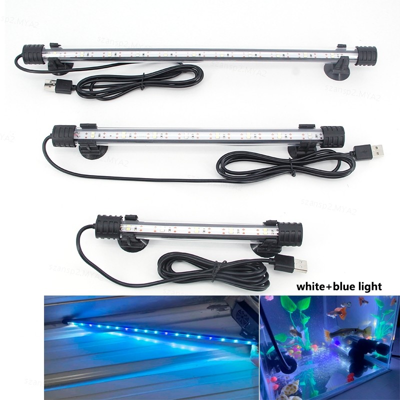 17cm 27cm 37cm USB 5v Submersible blue white LED Aquarium bule Light ...