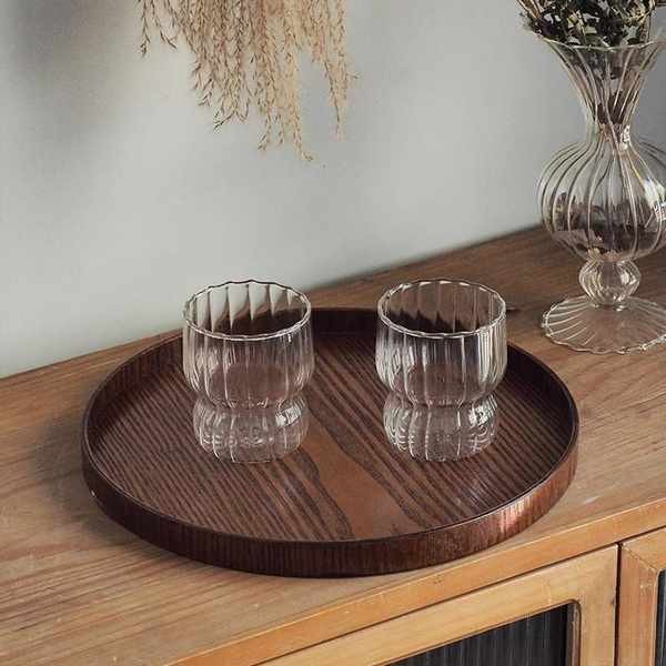 dessert tray bamboo desert tray Kedai kopi bulat retro Cina, pinggan ...