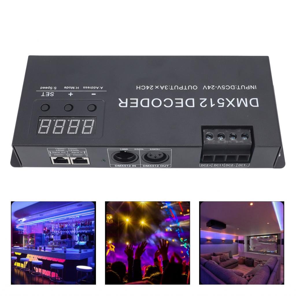 Kkala DMX Decoder Controller LED 24CH Digital Display Stage Lighting Dimmer DMX512 RGB Strip ...