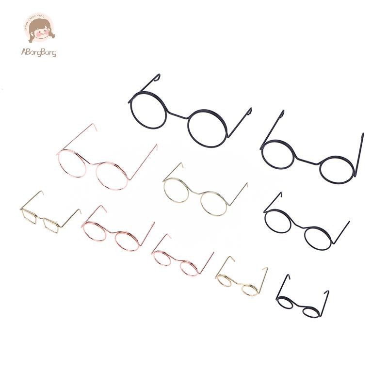 ABongBang 5PCS Miniature Eyeglasses Metal Round Frame Lensless Eyewear ...