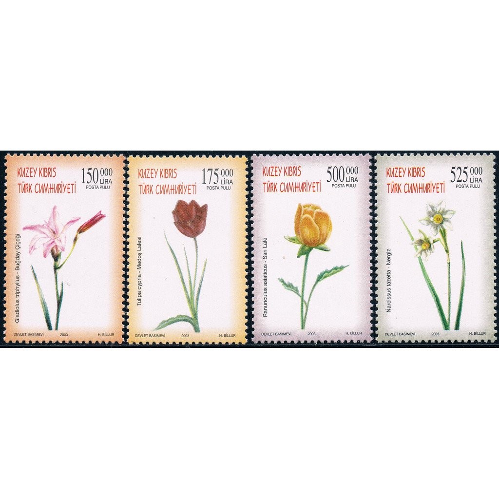 YA4211 Kumpulan Etnik Tu Cyprus 2003 Bunga 4 Setem Pos Asing Jenama ...
