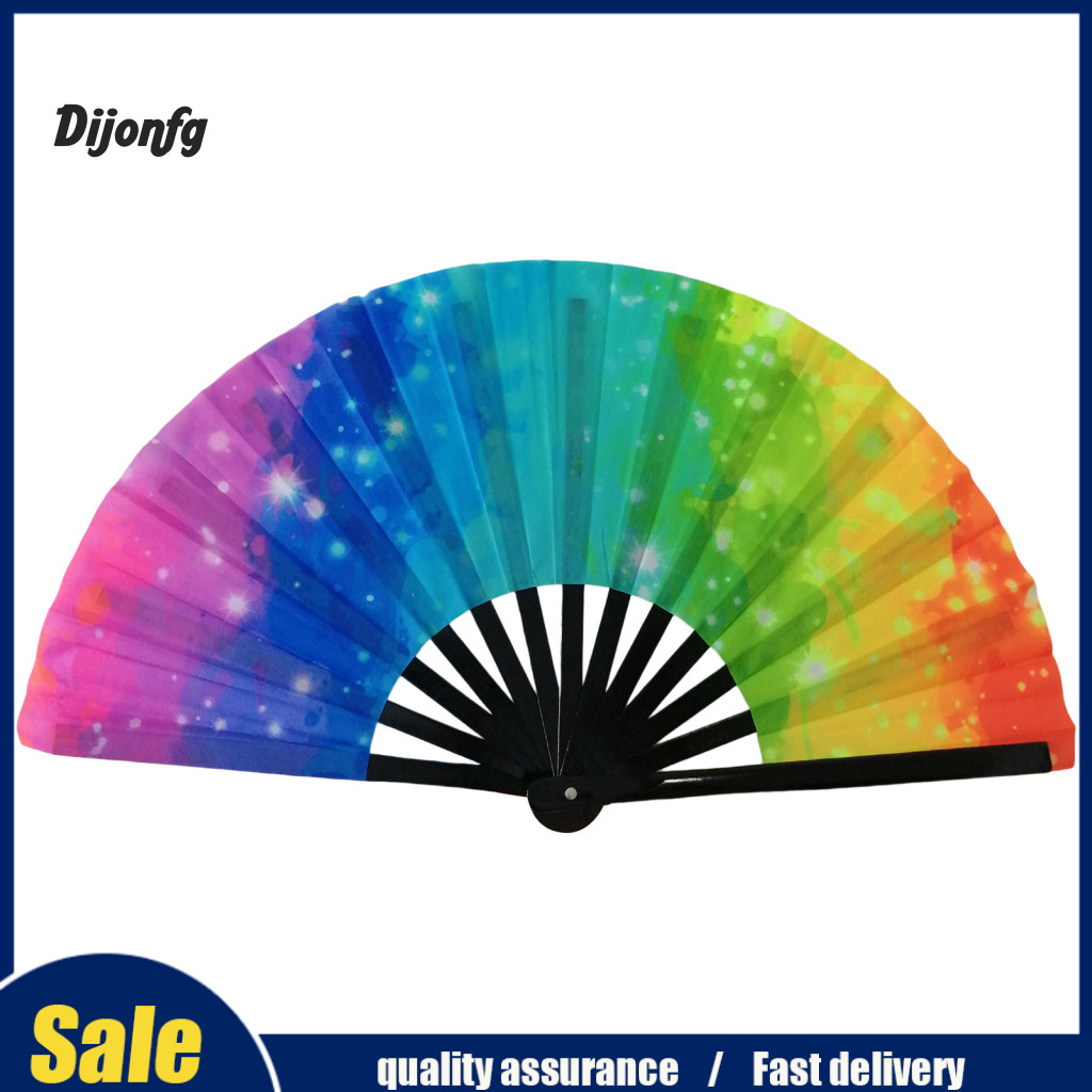 Dj Folding Fan Fluorescent Folding Fan Colorful Holographic Rave Fan ...