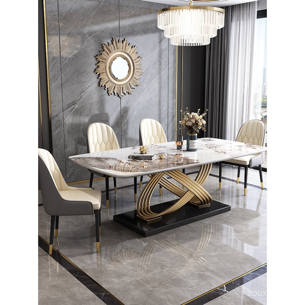 Set Meja Makan dan Kerusi Papak Batu Mewah Ringan Moden Meja Makan ...