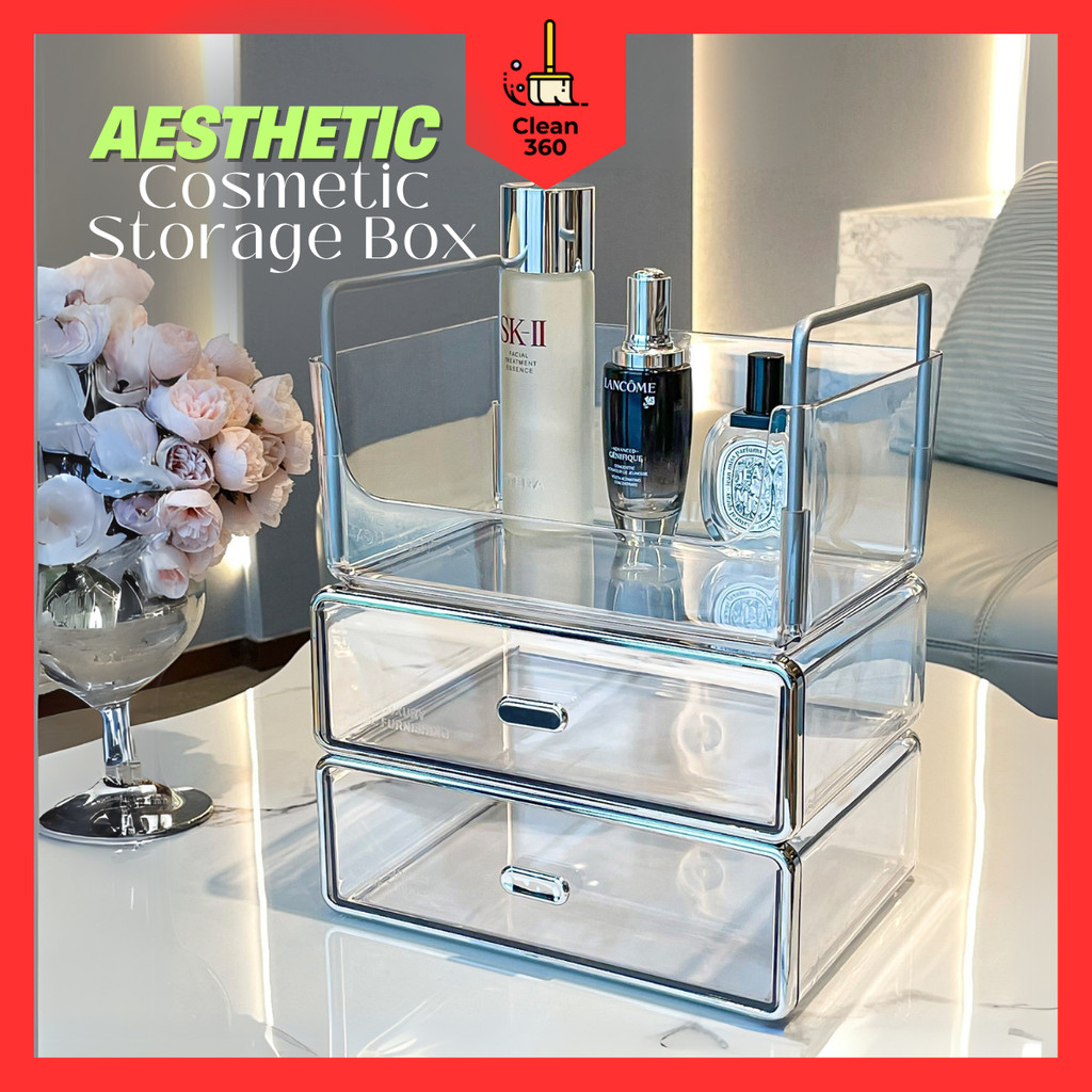 Aesthetic Makeup Organizer Box Storage Box Tempat Letak Makeup Skincare ...