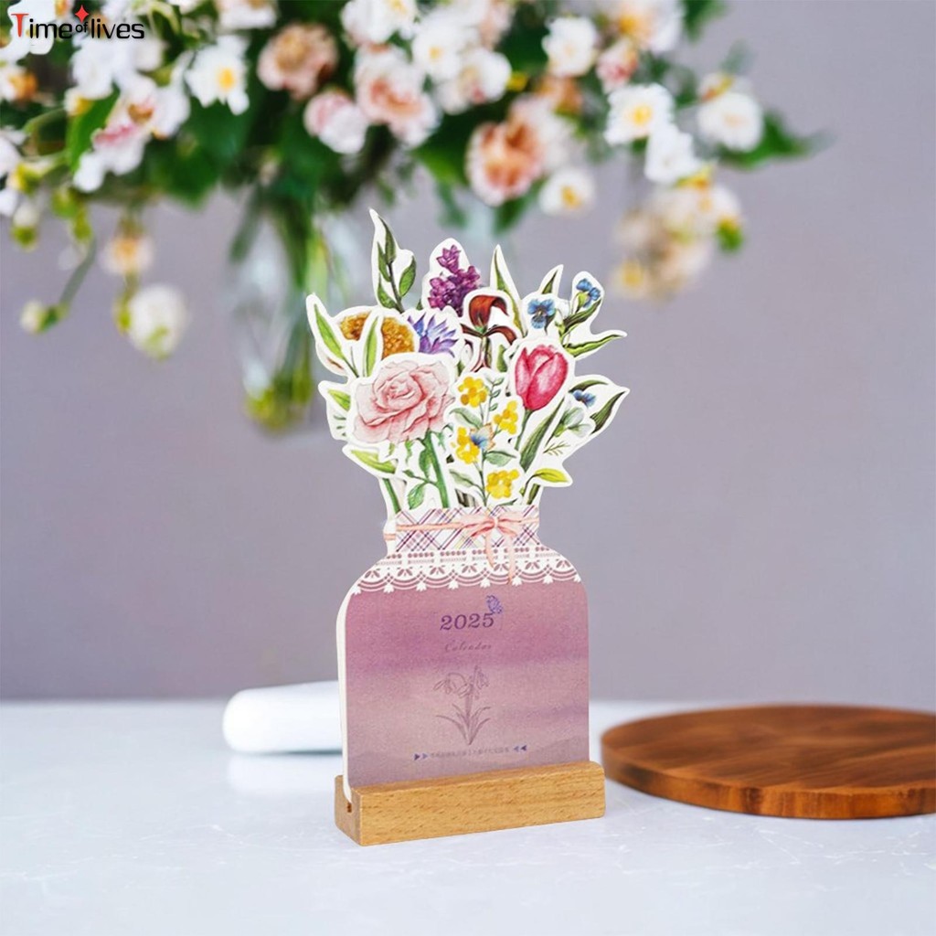 2025 Bloomy Flowers Desk Calendar Removable Vase Shaped Monthly Desk ...