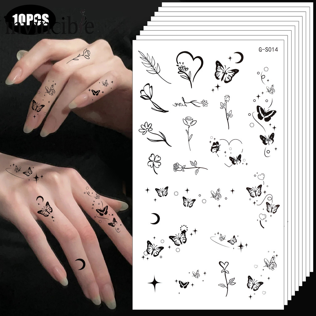 INS Minimalist Finger Tattoo Stickers - Black Series Hand Drawn ...