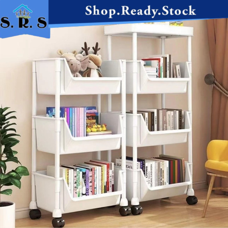 SRS_ Storage Rack With Wheels Movable BookShelf Rack Multi-Layer Book ...