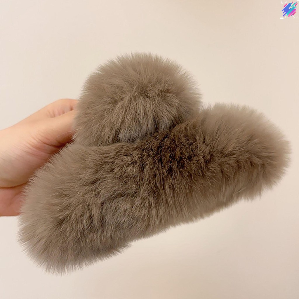 Fluffy Plush Hair Claw Clips Super Large Faux Fur Plush Fluffy Hair ...