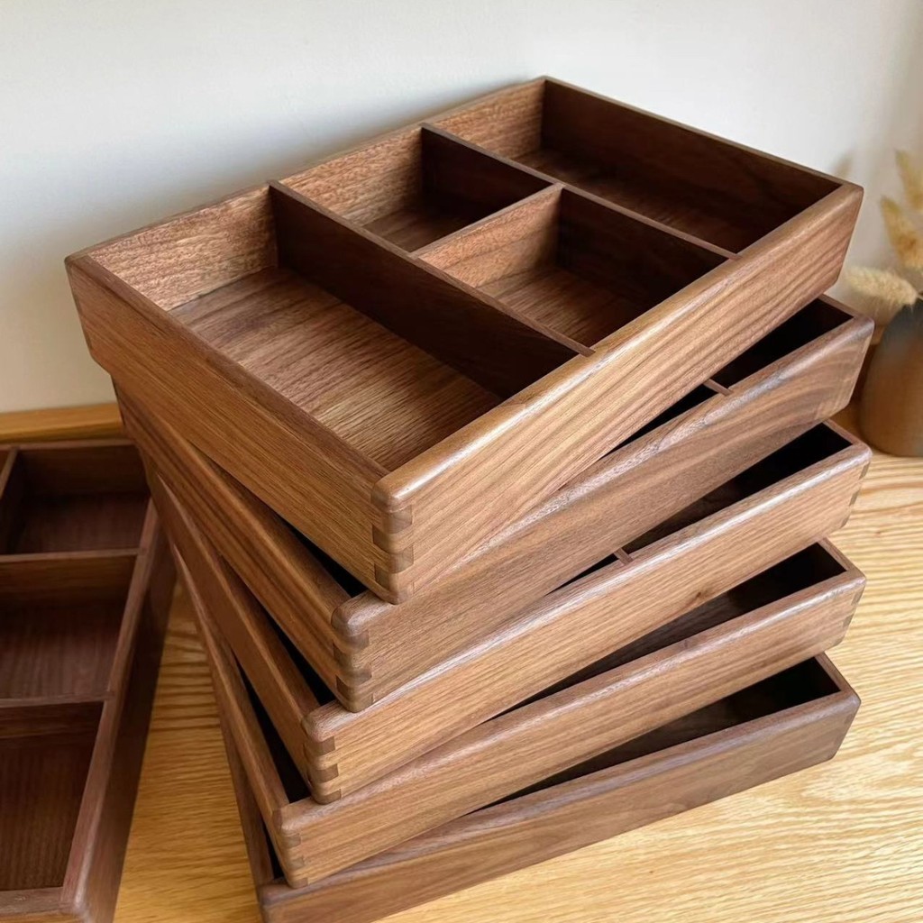 North American Black Walnut Solid Wood Desktop Tidy-up Wooden Storage ...