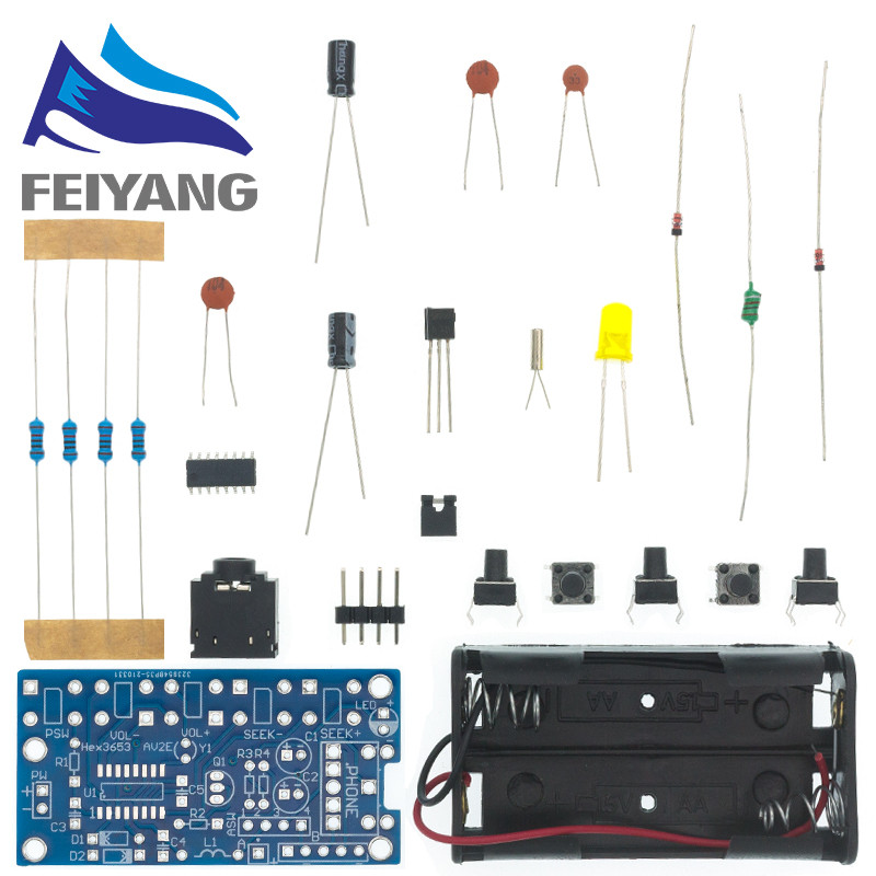 DIY Electronic Kits Wireless Stereo FM Radio Receiver Module PCB 76MHz ...