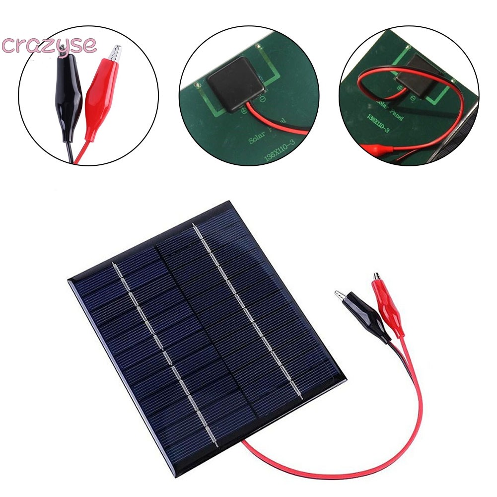 2W 12V Solar Panel DIY Battery Solar Charger Board with Clip Outdoor ...