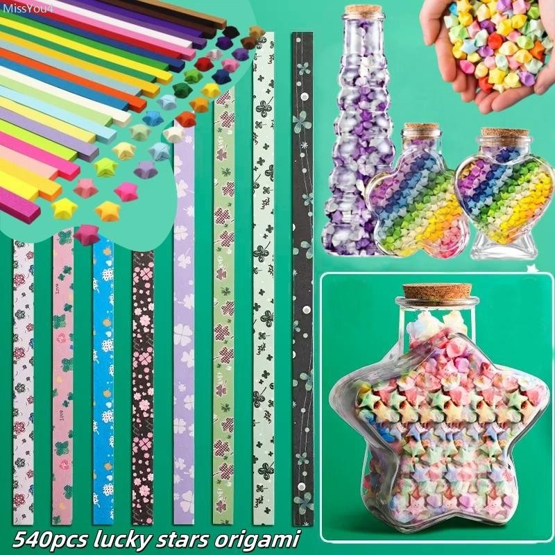 540pcs Mixing Set Star Papers Lucky Star Origami Paper Strips DIY Light ...