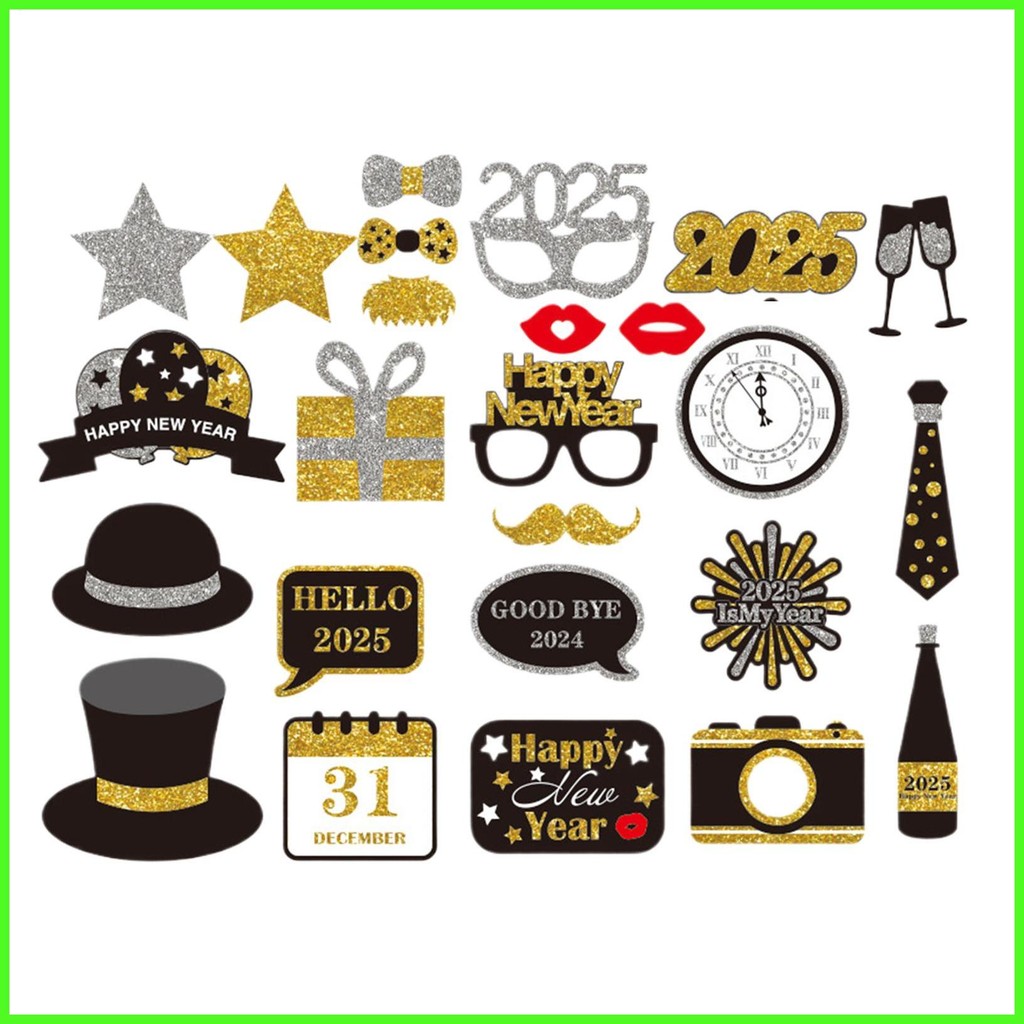 Happy New Year Photo Booth Props Decorative New Year Photo Props 2025 ...