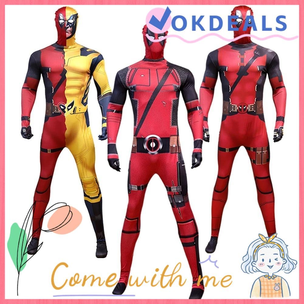 OKDSHOP Deadpool Costume, Superhero Movie Character Cosplay Jumpsuit ...