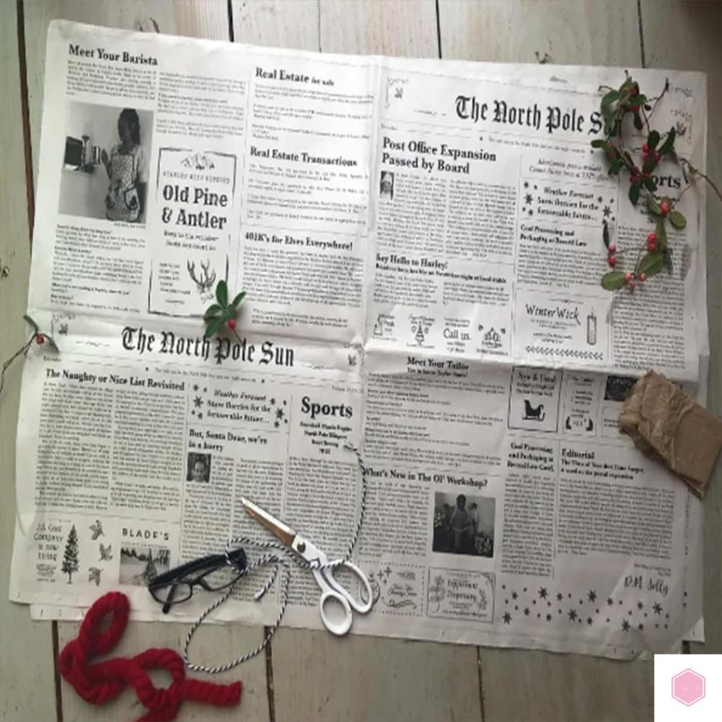 Newspaper Gift Box Wrapping Paper DIY Christmas Paper Roll Gift Wrap ...