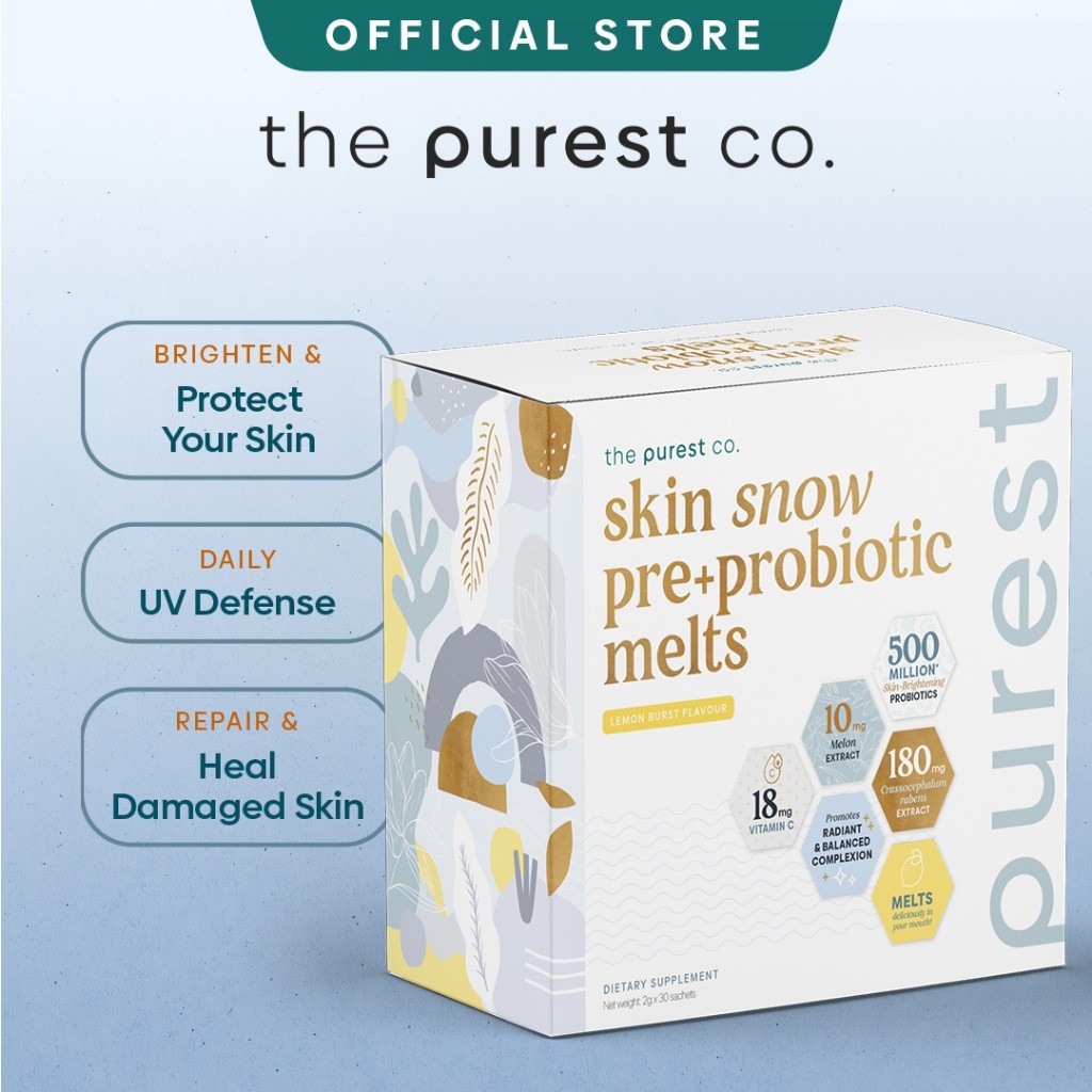 Purest Co Skin Snow Pre+Probiotic Melts - For Bright, Even Skin Tone ...