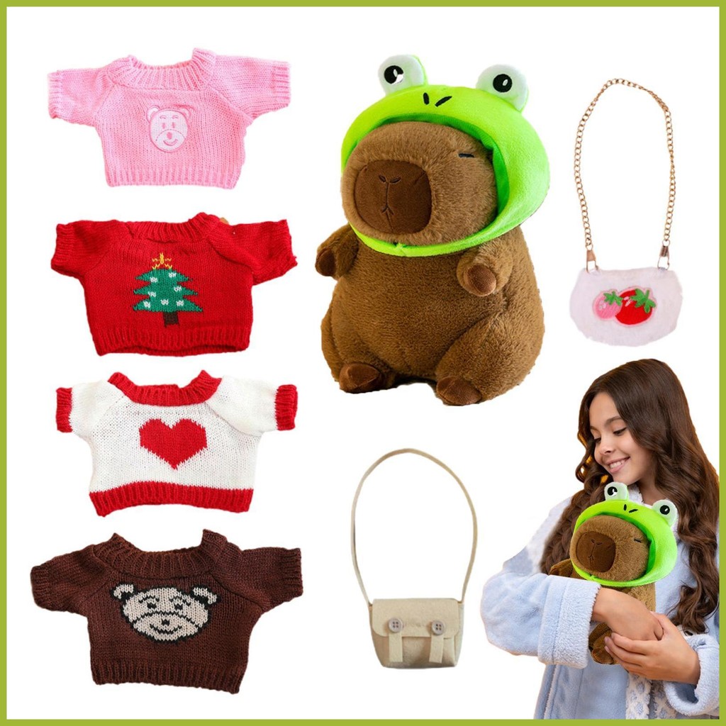 Stuffed Capybara with Clothes Capybara Plushies Hugging Capybara ...