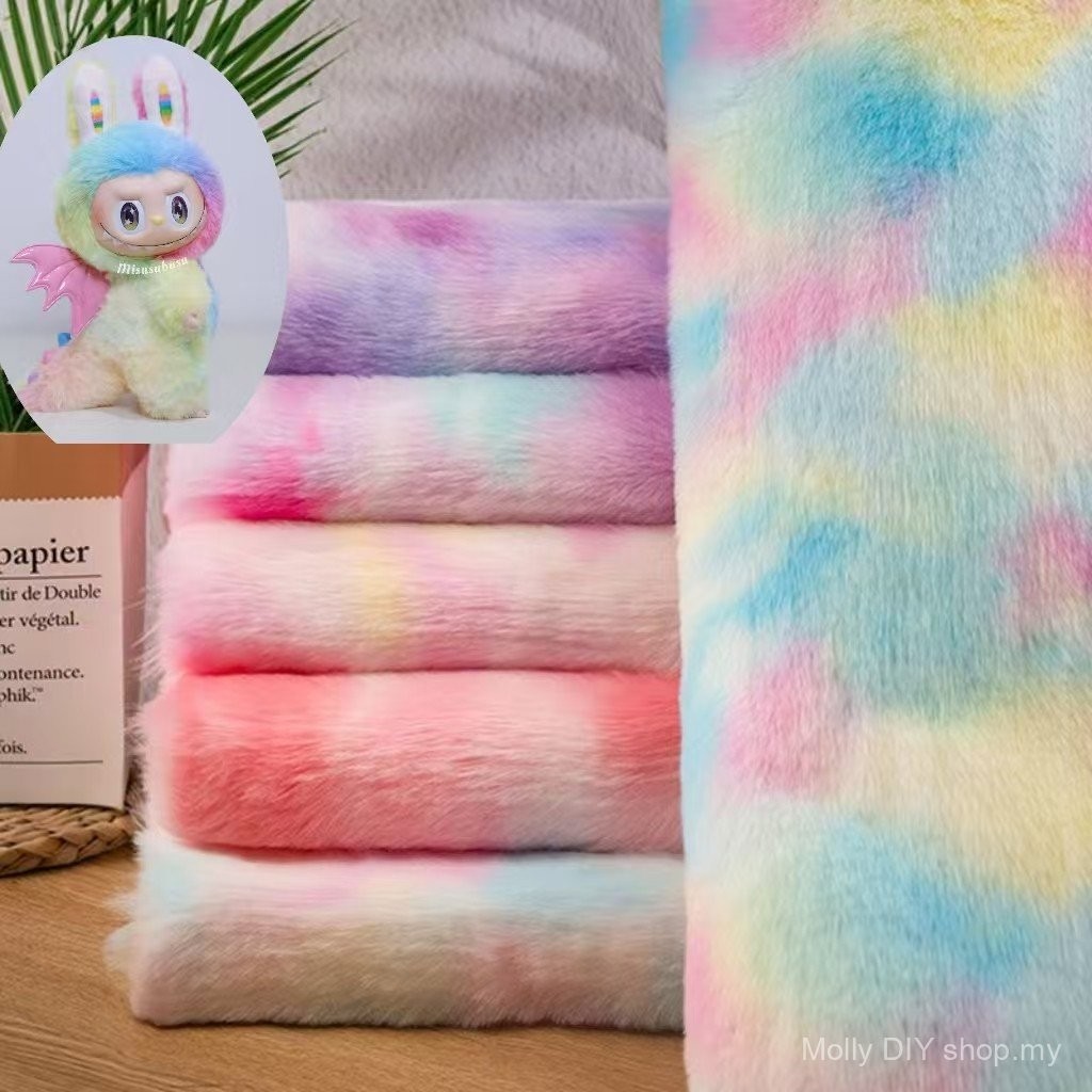 2cm Thick Rainbow Colorful Tie-Dye Imitation Rex Rabbit Terry Fur ...
