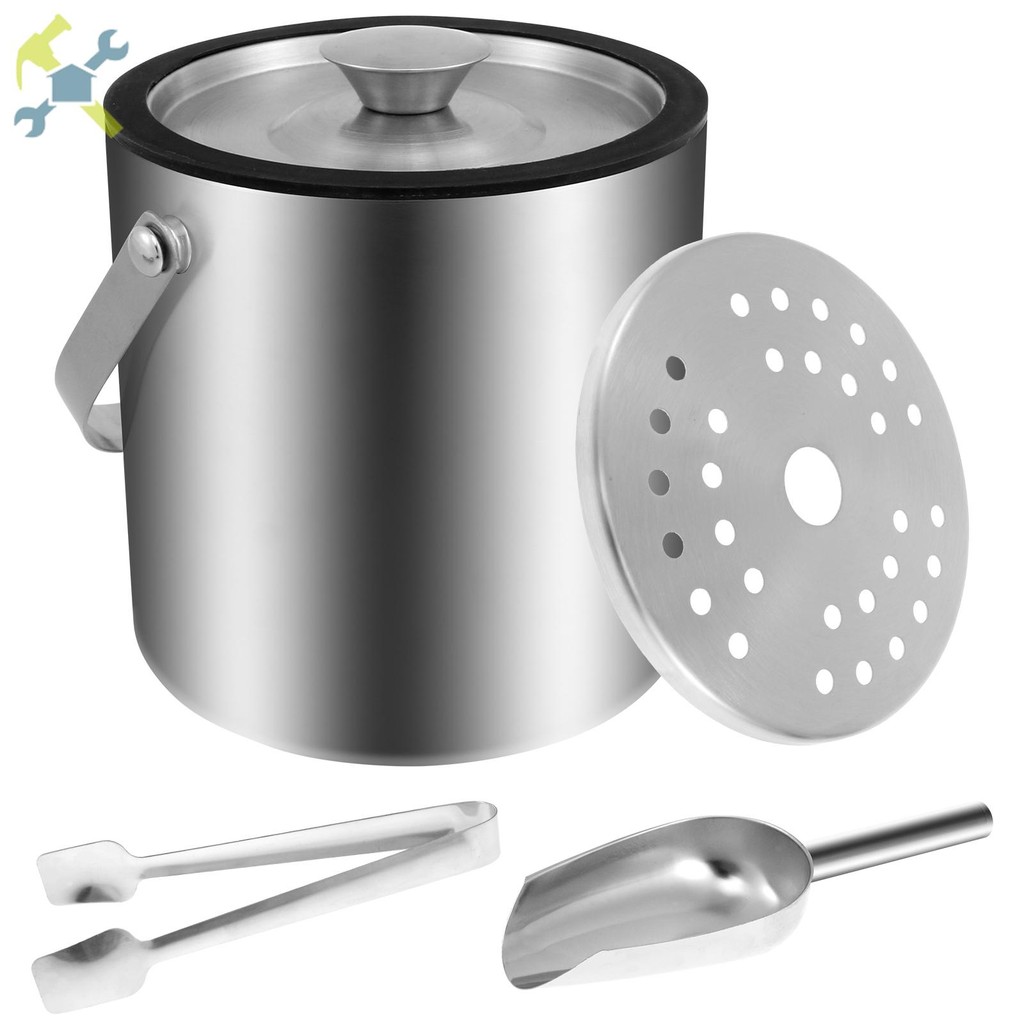 Ice Bucket with Handle Double Wall Insulated Ice Bucket 2L Ice Bucket ...