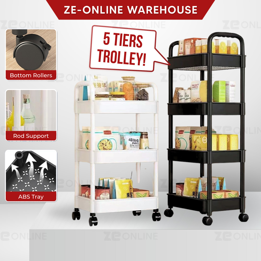 3/4/5 Tiers Multipurpose Trolley Storage Rack With Wheel Rak Troli ...